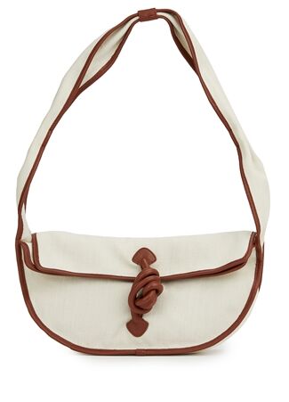 Hereu Kadın Beyaz Düğüm Detaylı Keten Çanta EU