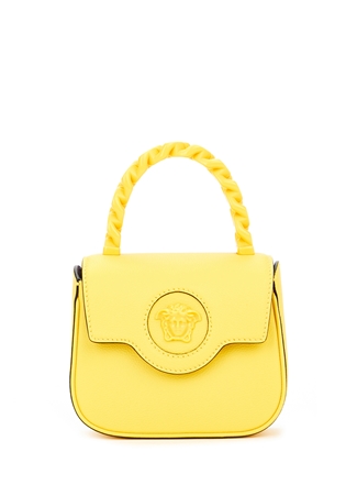 Versace Kadın Mini La Medusa Sarı Deri Çanta Eu Versace Kadın Mini La Medusa Sarı Deri Çanta Eu
