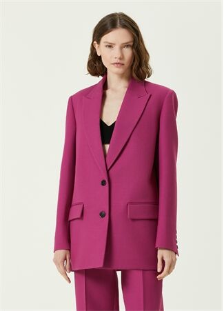 Valentino Kadın Pembe Kırlangıç Yaka Yün Ceket 40 IT