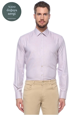 Beymen Club Erkek Comfort Fit Mini Jakarlı Organik Pamuk Gömlek Bordo S