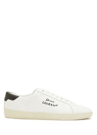 Erkek Beyaz Siyah Logo Baskılı Deri Sneaker 42 EU Erkek Beyaz Siyah Logo Baskılı Deri Sneaker 42 EU