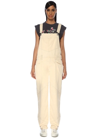 Isabel Marant Erkek Ekru Dekoratif Dikişli Denim Tulum Bej M EU