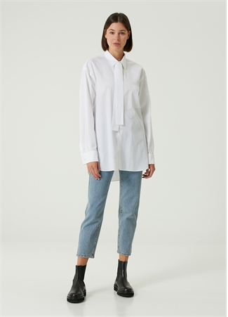 Philosophy di Lorenzo Serafini Kadın Beyaz Yakası Bağcıklı Gömlek 38 IT