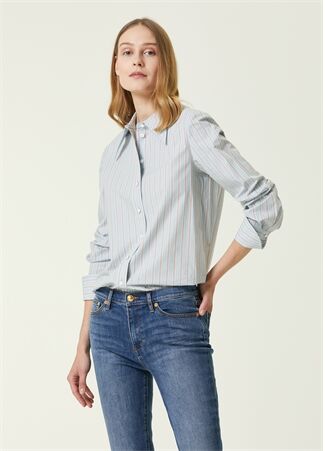 Tory Burch Kadın Mavi Çizgili Gömlek 4 US