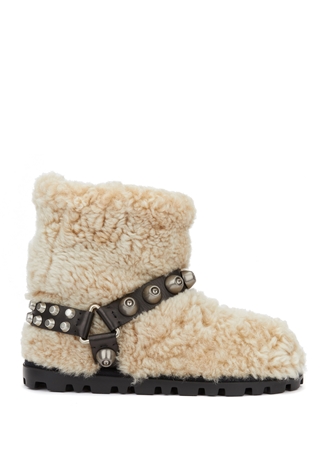 Miu Kadın Bej Aplike Detaylı Shearling Bot 36 EU Miu Kadın Bej Aplike Detaylı Shearling Bot 36 EU