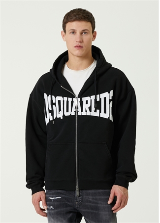 Dsquared2 Erkek Siyah Kapüşonlu Logolu Sweatshirt L EU Dsquared2 Erkek Siyah Kapüşonlu Logolu Sweatshirt L EU