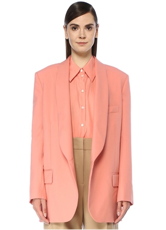 Stella McCartney Kadın Allison Pembe Şal Yaka Tek Düğmeli Yün Ceket 38 IT Stella McCartney Kadın Allison Pembe Şal Yaka Tek Düğmeli Yün Ceket 38 IT