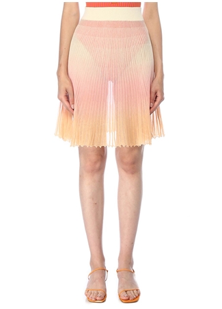 Jacquemus Kadın Helado Pembe Degrade Pilili Mini Etek 38 FR