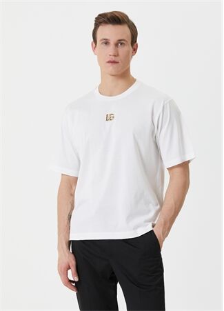 Dolce&gabbana Erkek Beyaz Logo Detaylı T-shirt 44 It