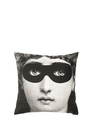 Fornasetti Burlesque Baskılı 40x40 cm Dekoratif Yastık Siyah