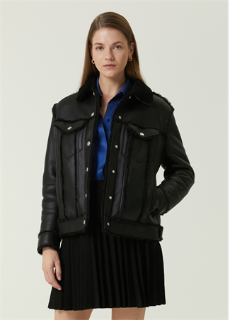 Beymen Club Kadın Siyah Shearling Detaylı Deri Ceket S Beymen Club Kadın Siyah Shearling Detaylı Deri Ceket S