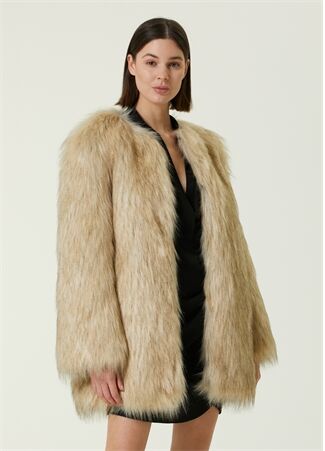 Khaite Kadın Bej Suni Kürk Kaban S EU