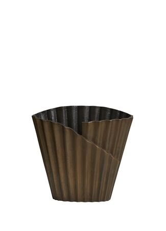 Nordal Nevis Bronz Çizgi Dokulu Vazo Kahverengi