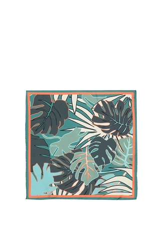 Beymen Club Kadın Yeşil Tropikal Desenli 50x50 cm İpek Eşarp EU
