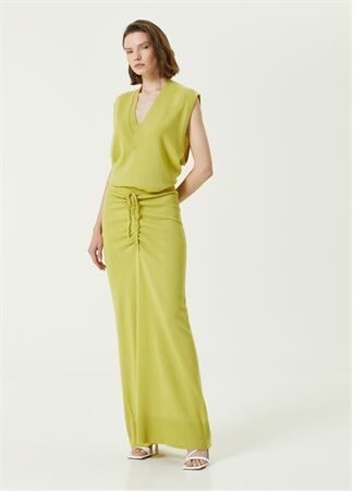 Christopher Esber Kadın Yeşil Büzgülü Maksi Yün Etek XS EU Christopher Esber Kadın Yeşil Büzgülü Maksi Yün Etek XS EU