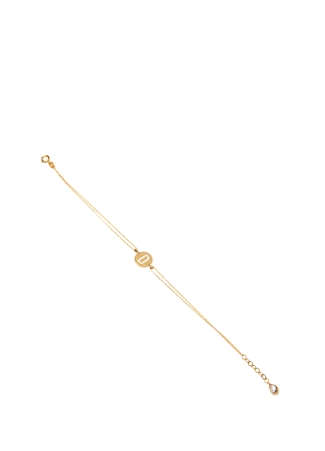 Collection-Alper Tunçoku Kadın O Harf Detaylı Altın Rengi Bileklik EU