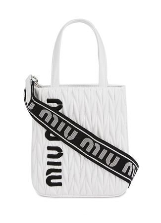 Miu Kadın Beyaz Logo Detaylı Çanta Siyah EU