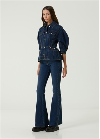 Alexander McQueen Kadın Mavi Kontrast Dikişli Jean Pantolon 25 US