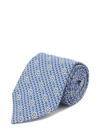 Zegna Erkek Mavi Desenli İpek Kravat EU