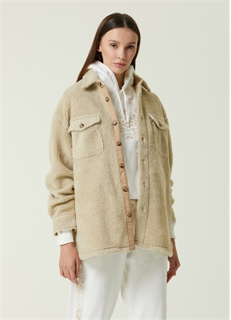 Polo Ralph Lauren Kadın Oversize Bej Suni Shearling Gömlek M EU Polo Ralph Lauren Kadın Oversize Bej Suni Shearling Gömlek M EU