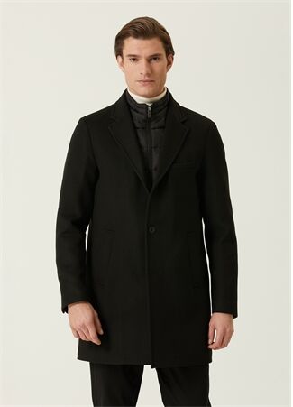 Network Erkek Slim Fit Siyah Palto 46 EU