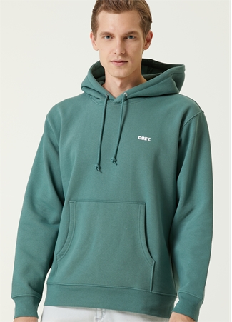 Obey Erkek Yeşil Kapüşonlu Logolu Sweatshirt S EU Obey Erkek Yeşil Kapüşonlu Logolu Sweatshirt S EU