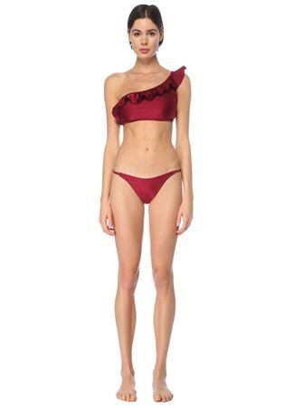 Zimmermann Kadın Poppy Bordo Tek Omuzlu Bikini Takımı 0 Us