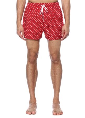 Dsquared2 Erkek Kırmızı Beyaz Mikro Logo Desenli Şort 48 IT