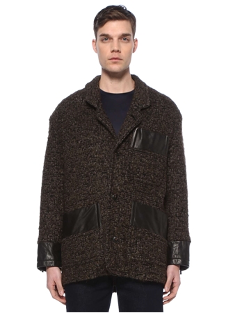 Pal Zileri Erkek Kahverengi Kelebek Yaka Garni Detaylı Kaban 50 IT