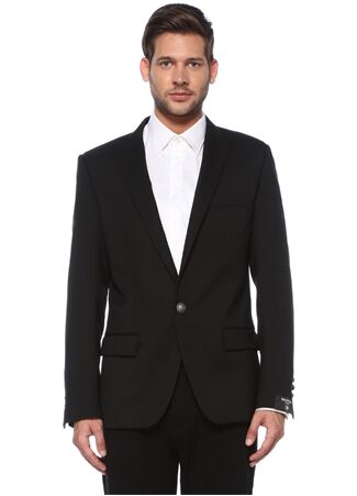 Balmain Erkek Siyah Kelebek Yaka Yün Ceket 48 IT