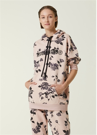 Red Valentino Kadın Pembe Kapüşonlu Gül Desenli Sweatshirt S EU Red Valentino Kadın Pembe Kapüşonlu Gül Desenli Sweatshirt S EU