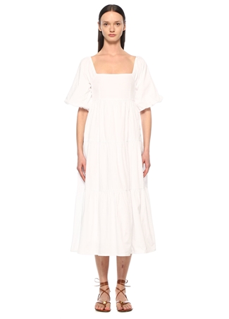 Faithfull The Brand Kadın Kiona Beyaz Kare Yaka Midi Elbise XS EU Faithfull The Brand Kadın Kiona Beyaz Kare Yaka Midi Elbise XS EU