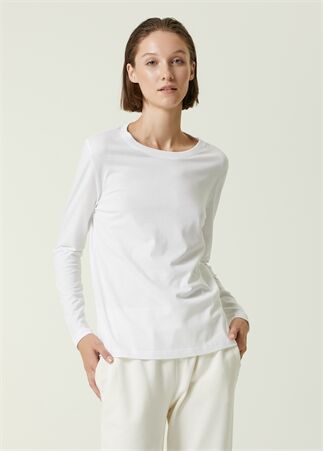 Beymen Collection Kadın Beyaz Bisiklet Yaka Uzun Kol T-shirt S