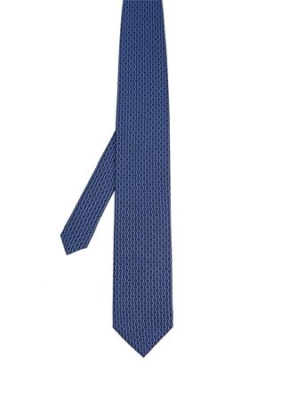 Pal Zileri Erkek Mavi Geometrik Desenli İpek Kravat EU