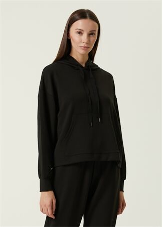 John Frank Kadın Siyah Kapüşonlu Sweatshirt S EU