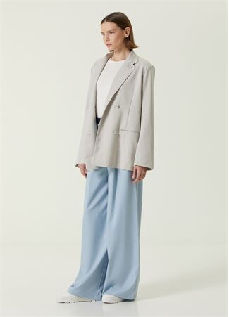 Reebok Kadın Gabgry Mavi Beli Kemerli Pantolon Gri M EU