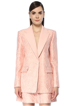 Sandro Kadın Pembe Jakarlı Tek Düğmeli Blazer Ceket 36 FR
