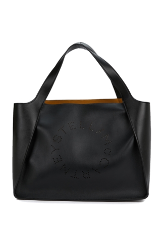 Stella McCartney Kadın Siyah Logo Delikli Omuz Çantası EU