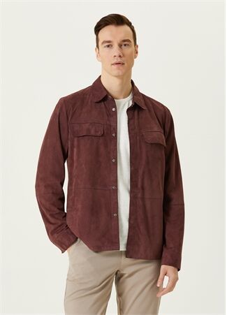 Network Erkek Mürdüm Süet Gömlek Mor S EU