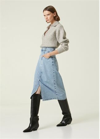 Isabel Marant Kadın Mavi Midi Jean Etek 34 FR