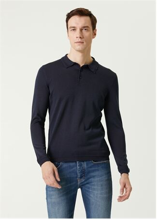Pal Zileri Erkek Lacivert Polo Yaka İpek Kazak 50 IT