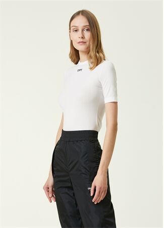 Off-White Kadın Beyaz Bisiklet Yaka T-shirt 42 IT