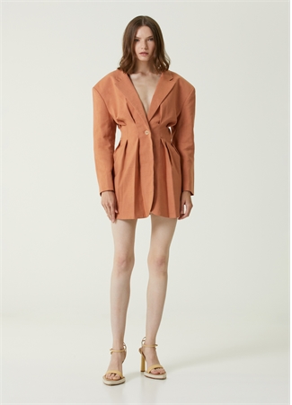 Jacquemus Kadın Kiremit Pili Detaylı Ceket Kırmızı 36 FR