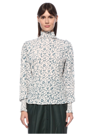 Etoile Isabel Marant Kadın Beyaz Geometrik Desenli Dik Yaka Bluz Siyah 34 FR