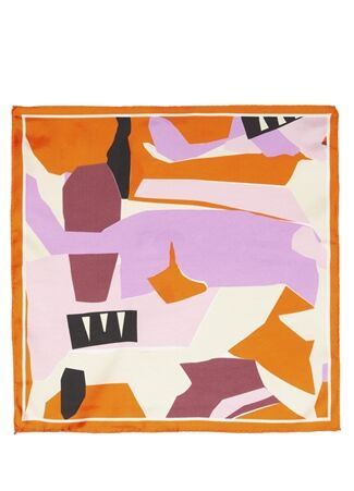 Beymen Club Kadın Turuncu Geometrik Desenli 50x50 İpek Eşarp EU