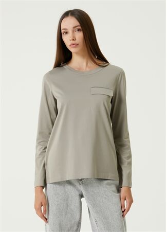 Brunello Cucinelli Kadın Haki Cep Detaylı T-shirt M EU