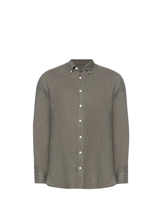 Beymen Collection Erkek Comfort Fit Haki Polo Yaka Keten Gömlek M EU