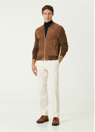 Corneliani Erkek Ekru Dar Paça Pantolon Bej 54 IT Corneliani Erkek Ekru Dar Paça Pantolon Bej 54 IT