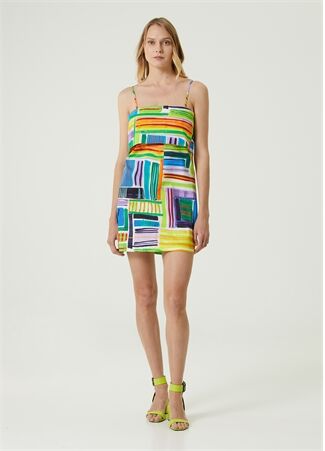 Alexis Kadın Daphne Kare Yaka Desenli Mini Elbise XS EU