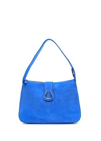 Mare Atelier Kadın Maxi Sel Mavi Logolu Süet Omuz Çantası EU Mare Atelier Kadın Maxi Sel Mavi Logolu Süet Omuz Çantası EU